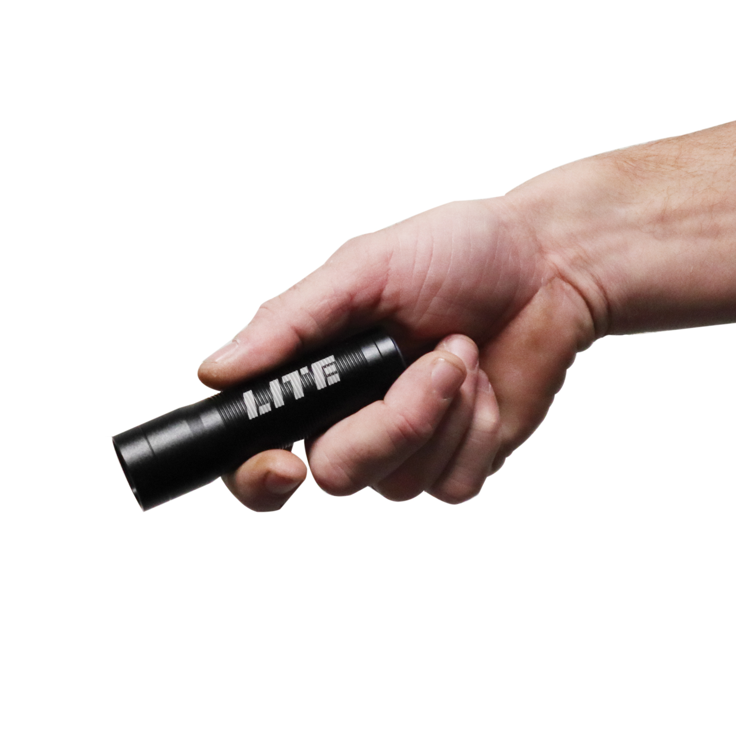 Small LED flashlight with wrist strap in sales display