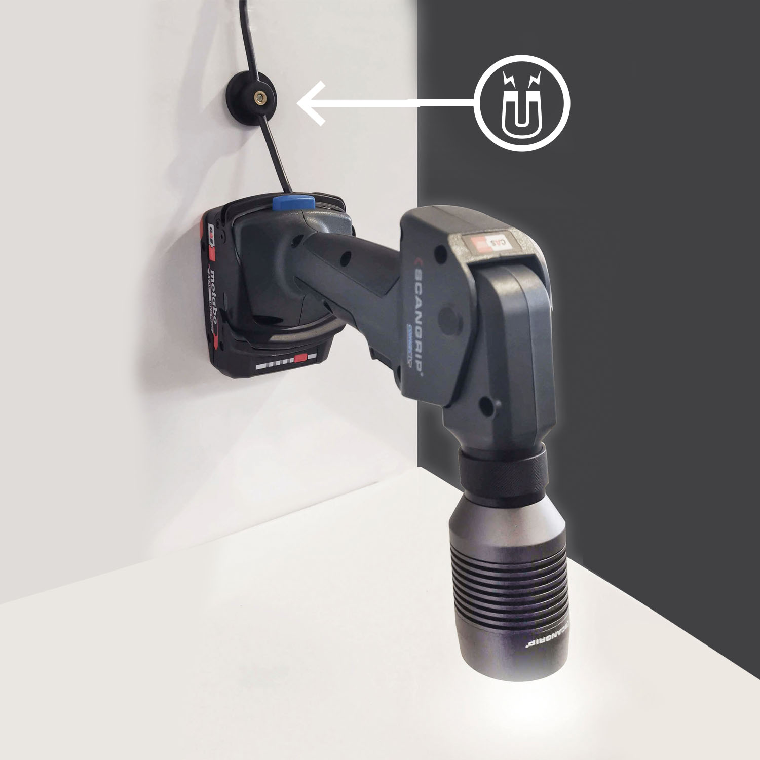 Hand-held work light with 750 lumen flex head light