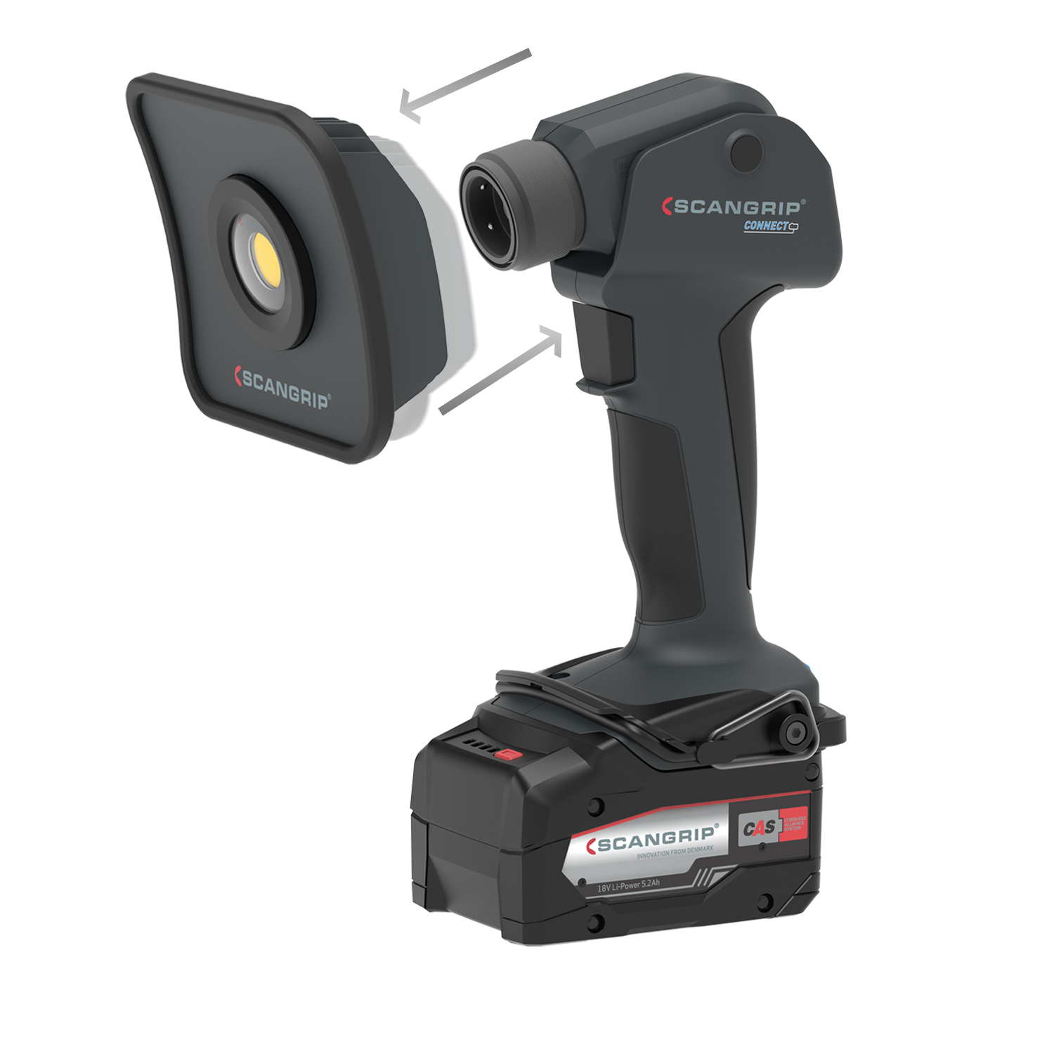 Hand-held work light with 1500 lumen floodlight head