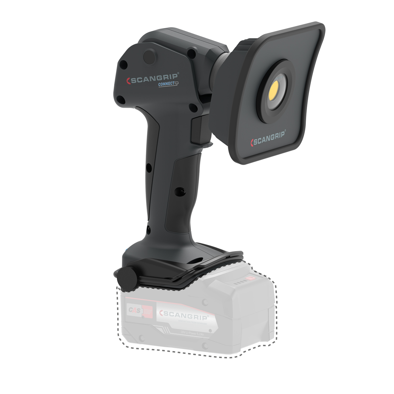 Hand-held work light with 1500 lumen floodlight head